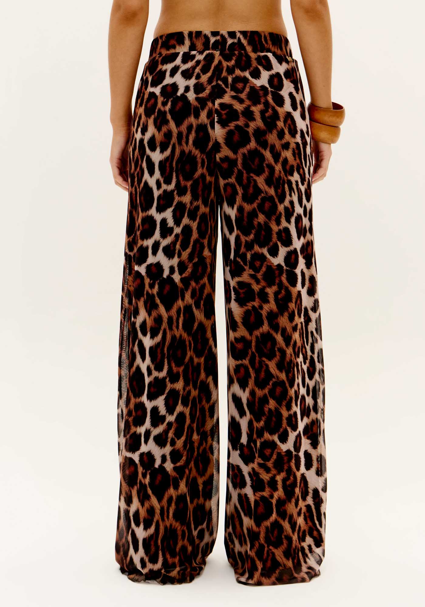 Calça Wide Leg Cintura Média Estampada Tule - My Favorite